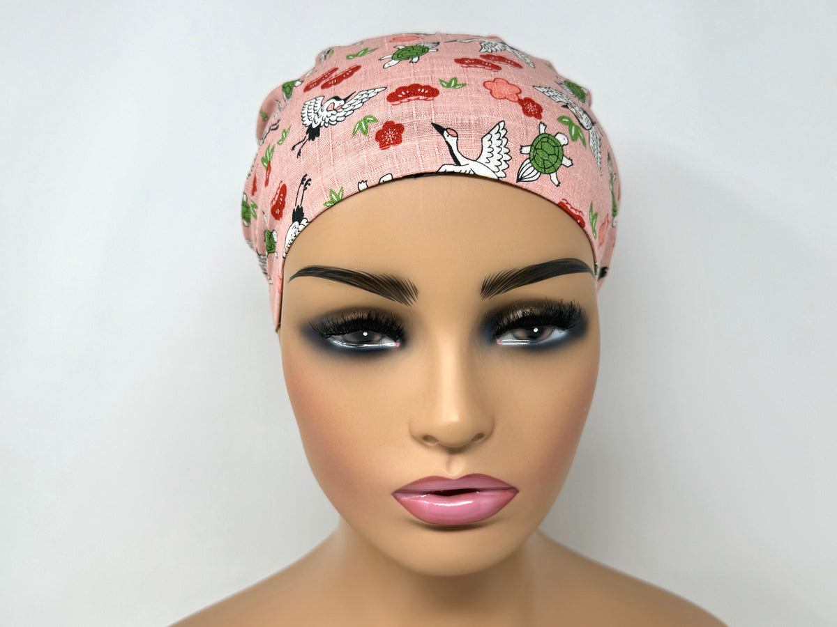 Turtles and Cranes *Cotton Dobby* - Ponytail - Mimi Scrub Hats ...