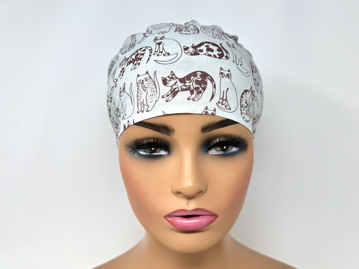 Outlined Cat - Ponytail - Mimi Scrub Hat’s – MimiScrubHats