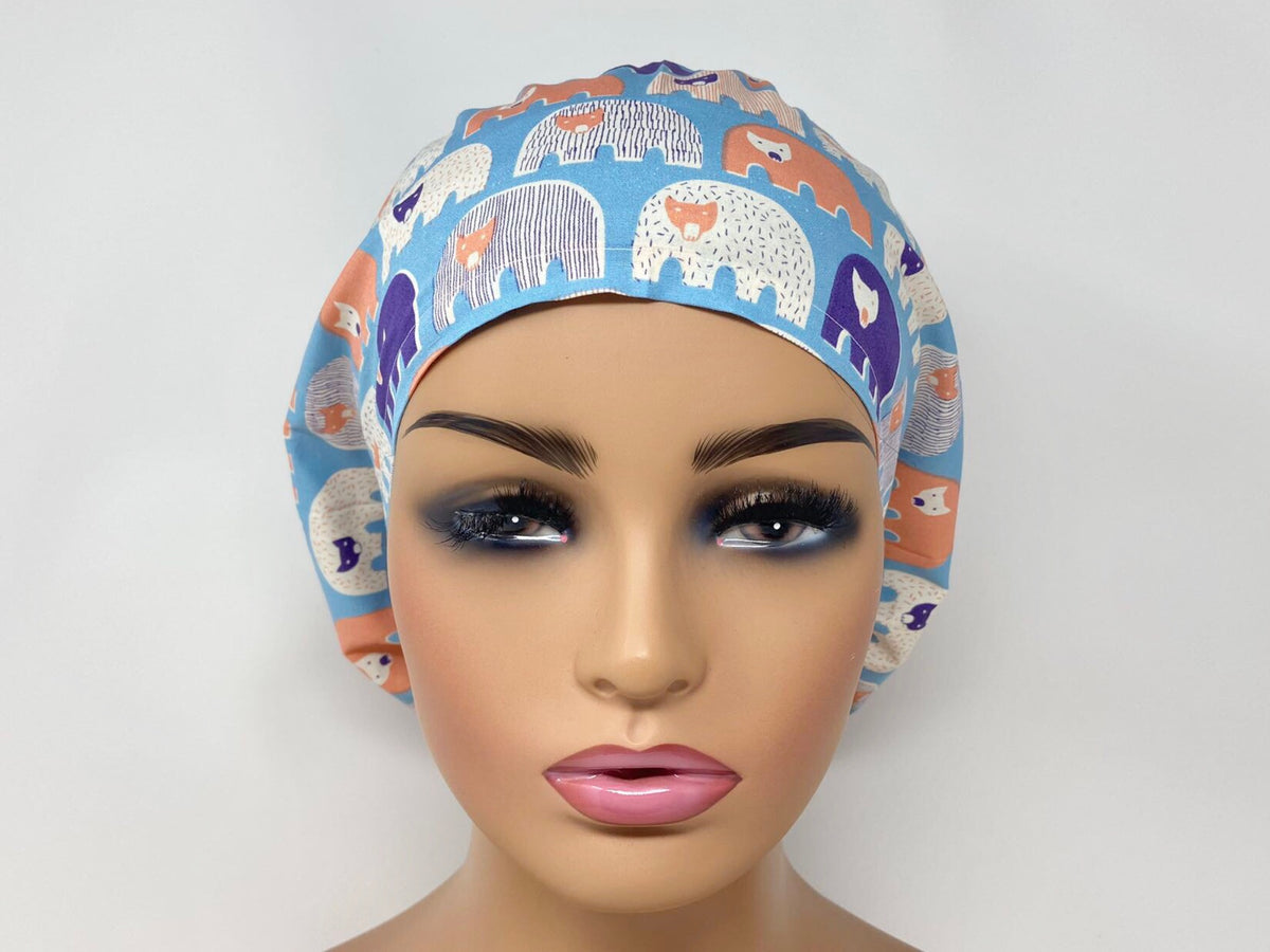 Japanese Scrub Hat- Wild Bears- Ponytail - Mimi Scrub Hats – MimiScrubHats